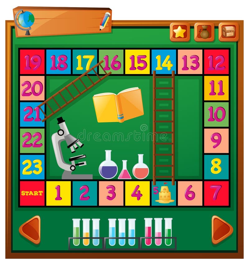 Game Template with Science Equipments Stock Vector - Illustration of ...