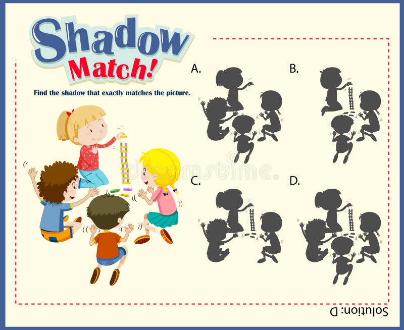 Game Template for Shadow Matching Children Stock Vector - Illustration ...