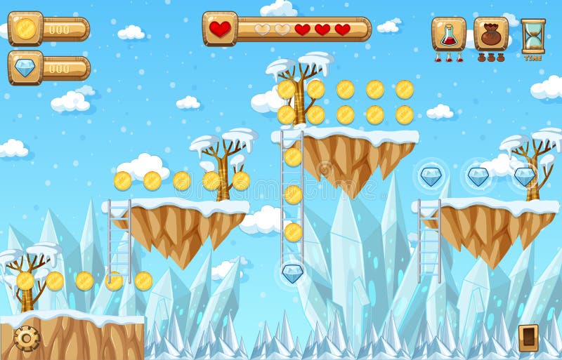 Game Template Snow Falling Scene Stock Vector - Illustration of console ...