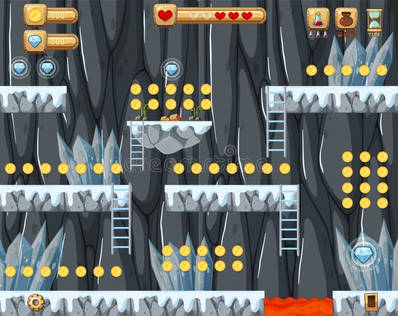 Game Template Stone Cave Scene Stock Vector - Illustration of happy ...