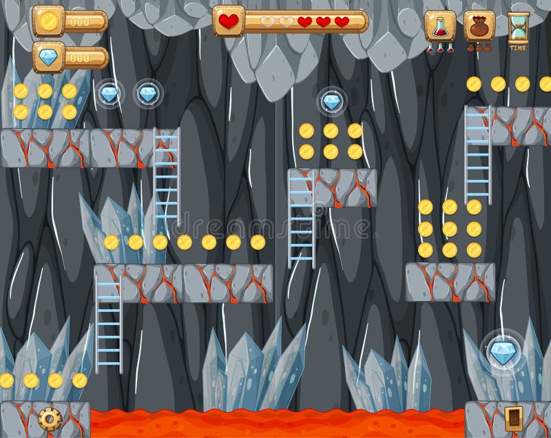 Game Template Stone Cave Scene Stock Vector - Illustration of ...