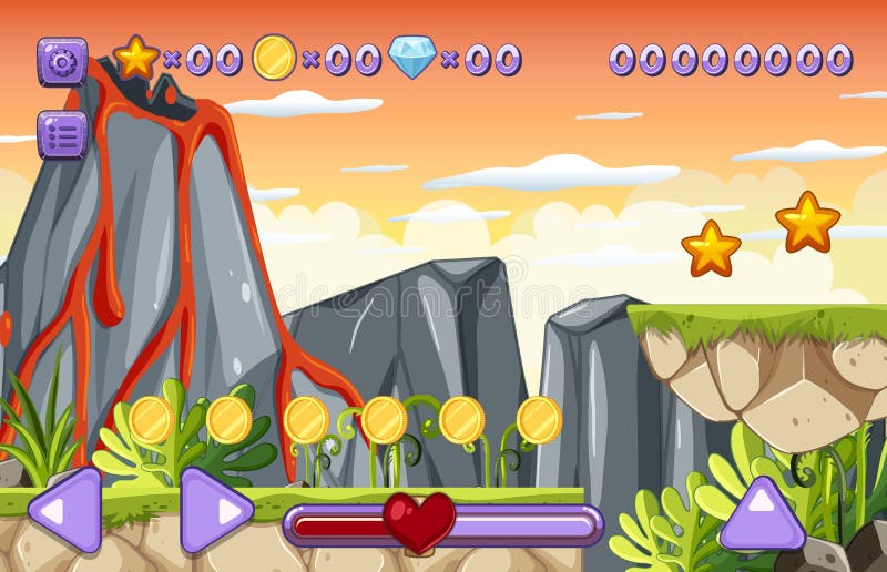 Volcano Background Games Stock Illustrations – 137 Volcano Background ...