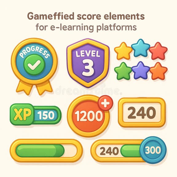 Gamification Badges and Progress Icons for E-learning: XP, Levels ...