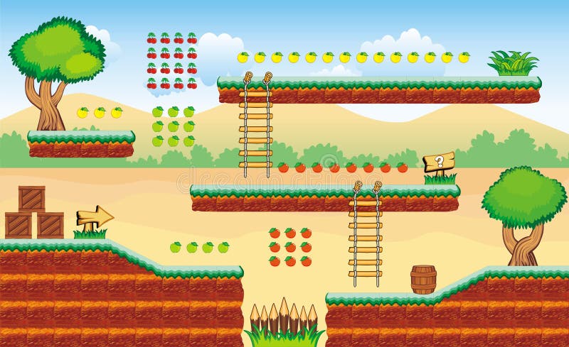 Game tileset 18 stock vector. Illustration of mountain - 65891681