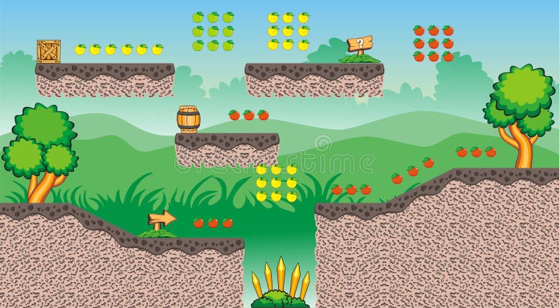 Game tileset 24 stock vector. Illustration of little - 65891693