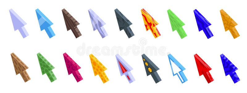 Game Ui Arrow Icons Set Isometric Vector Mouse Cursor Play Stock