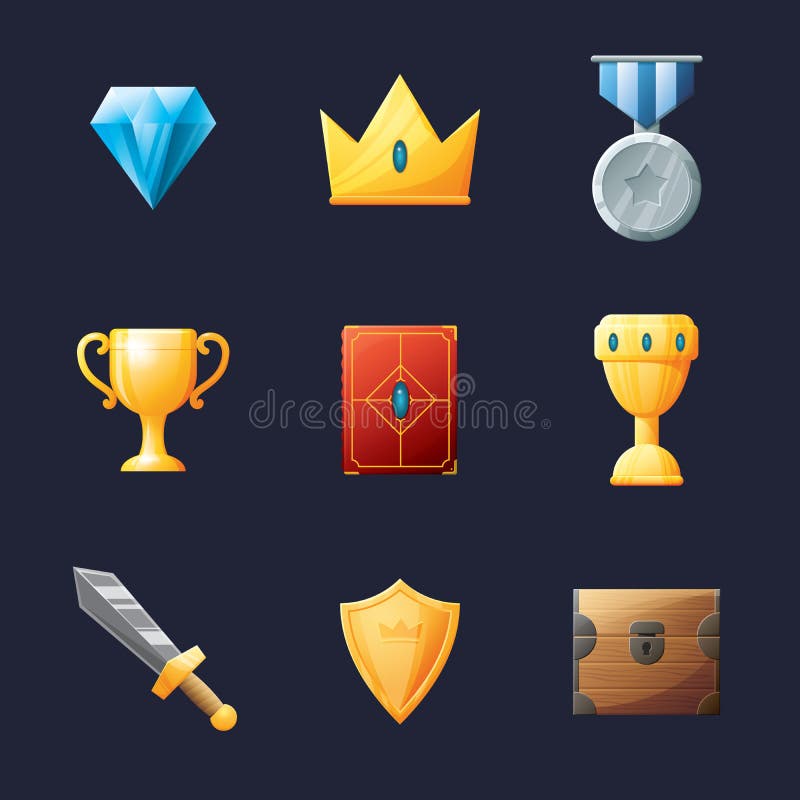 Game UI Assets Set. Gaming User Interface Icons Collection Stock Vector ...