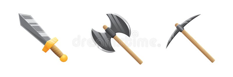 Game UI Assets Set. Gaming User Interface Weapon Icons Collection Stock ...