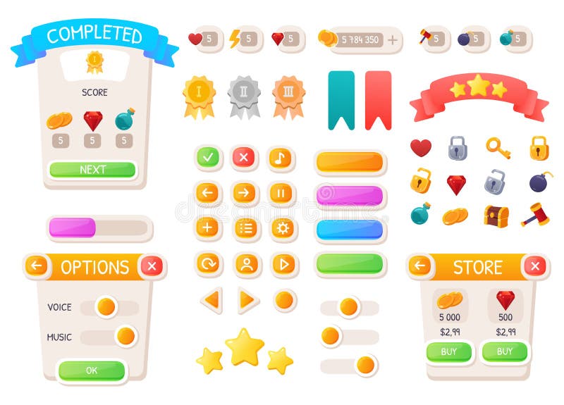 Game UI Buttons. Mobile Application or Game Interface Elements. Cartoon ... Game UI Buttons. Mobile Application or Game Interface Elements. Cartoon ...
