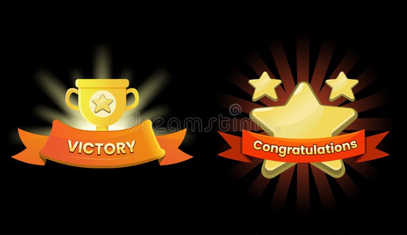 Game Ui Elements. Victory and Congratulations Icons Stock Vector ...