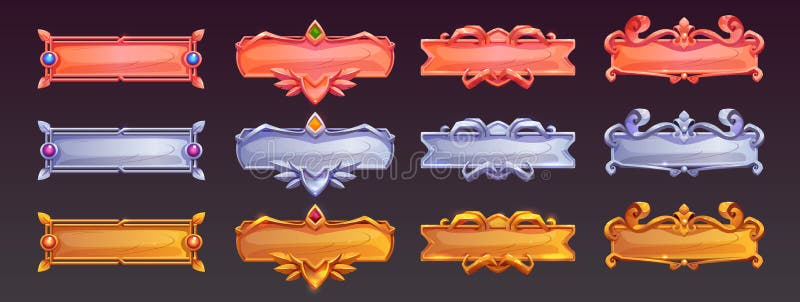 Game Ui Frames, Gold Silver Copper Medieval Menu Stock Vector ... Game Ui Frames, Gold Silver Copper Medieval Menu Stock Vector ...