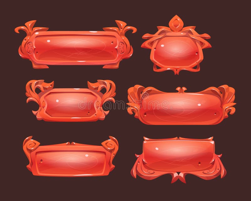 Game Ui Frames, Red Medieval Menu Interface, Set Stock Illustration ...