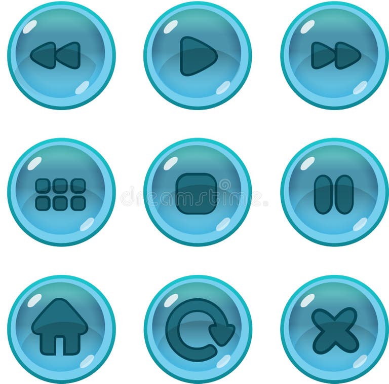 Game UI icons gui stock vector. Illustration of blue - 57881551