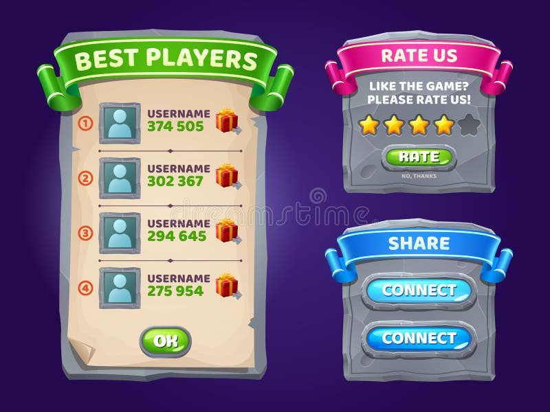 Game Ui Interface Boards with Best Players List Stock Vector ...