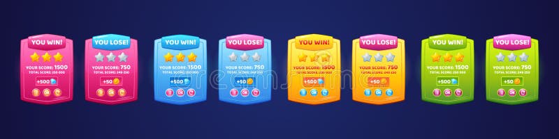 Game Ui Interface Boards with Win and Lose Stock Vector - Illustration ...