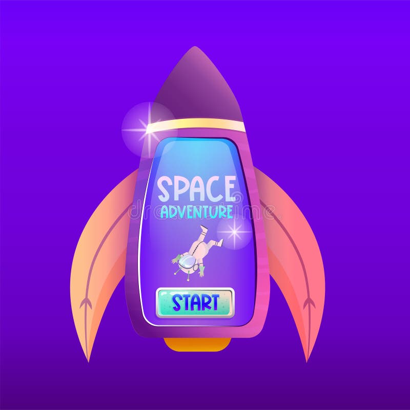 Game Ui Interface Screen Panel in the Shape of a Rocket for Buttons or ...