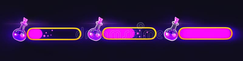 Game Ui Loading Progress Bars 3d Render Set. Magic Cartoon Interface ...