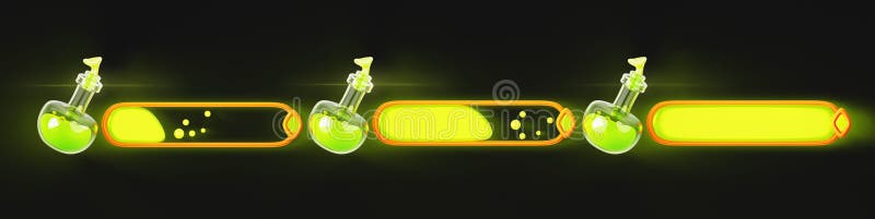 Game Ui Loading Progress Bars 3d Render Set. Magic Cartoon Interface ...