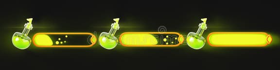 Game Ui Loading Progress Bars 3d Render Set. Magic Cartoon Interface ...