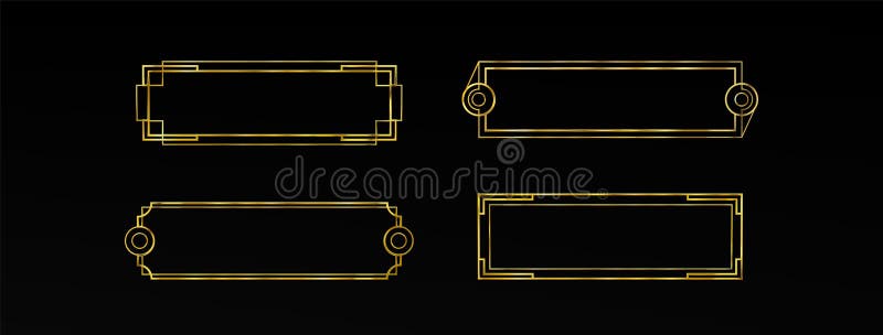 Game Ui Long Button with Thin Gold Frame. Stock Illustration ...