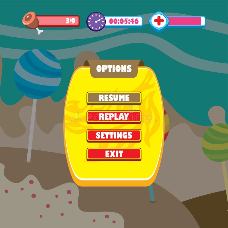 Game Ui Menu Application Mobile App Stock Vector - Illustration of ...