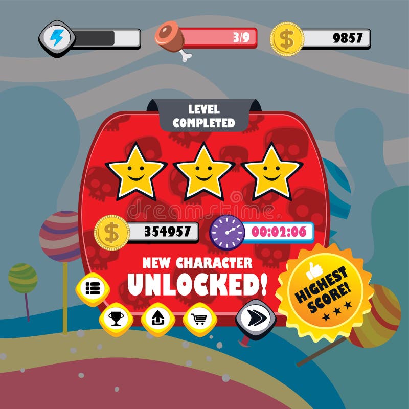 Game Ui Menu Application Mobile App Stock Vector - Illustration of play ...