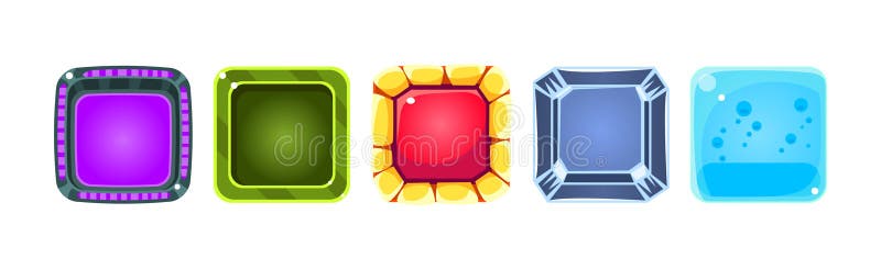 Game UI Square Buttons with Texture Vector Set Stock Vector ...