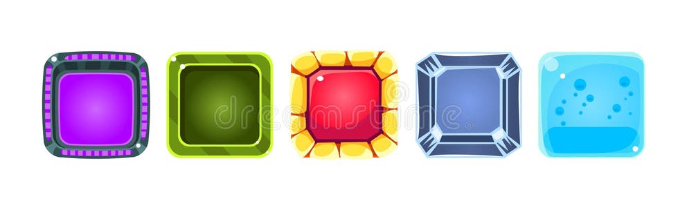 Game UI Square Buttons with Texture Vector Set Stock Vector ...