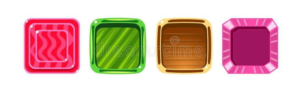 Game UI Square Buttons with Texture Vector Set Stock Illustration ...