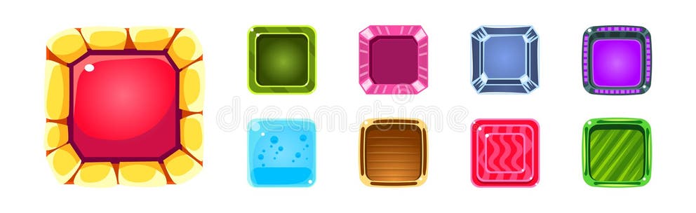 Game UI Square Buttons with Texture Vector Set Stock Vector ...