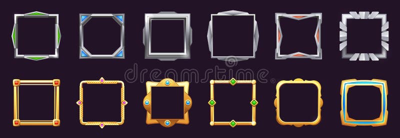 Game Ui Square Frame. Empty Border Game Asset Items, Cartoon Stylized ... Game Ui Square Frame. Empty Border Game Asset Items, Cartoon Stylized ...