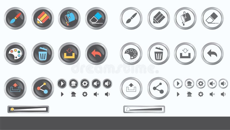 Game UI - Vector Set of Buttons for Mobile Game or App for Development ...