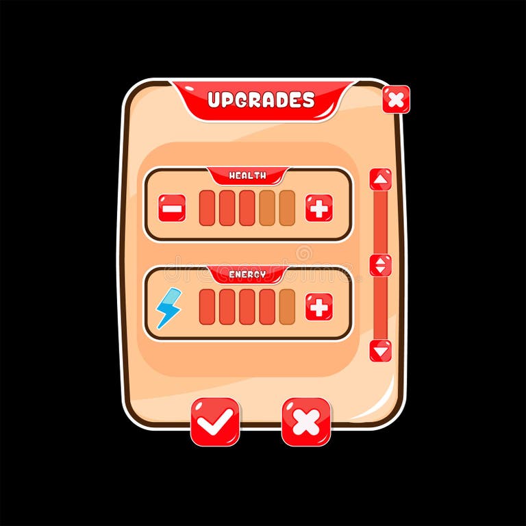 Game Upgrades Ui Vector Elements Stock Illustration - Illustration of ...