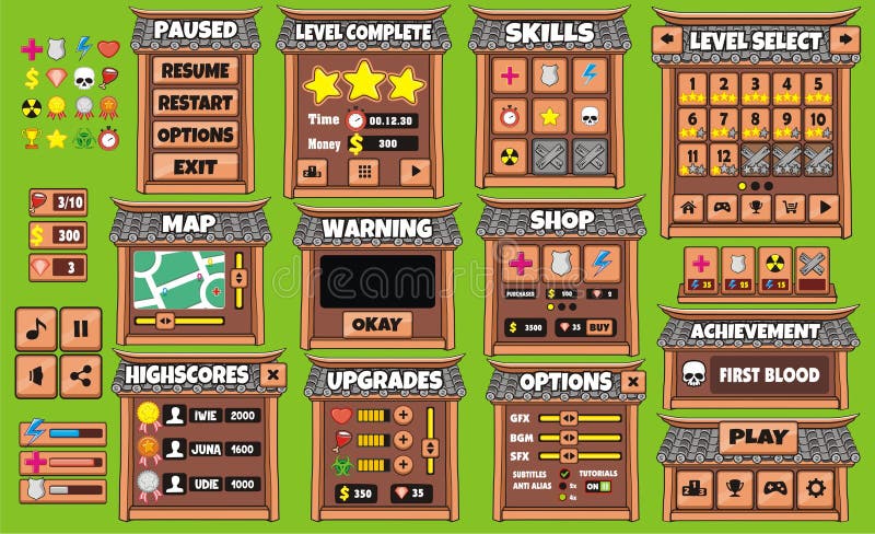 Game user interface x1 stock vector. Illustration of progress - 109523229