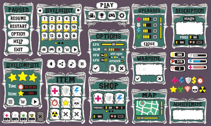 Game user interface x1 stock vector. Illustration of progress - 109523229