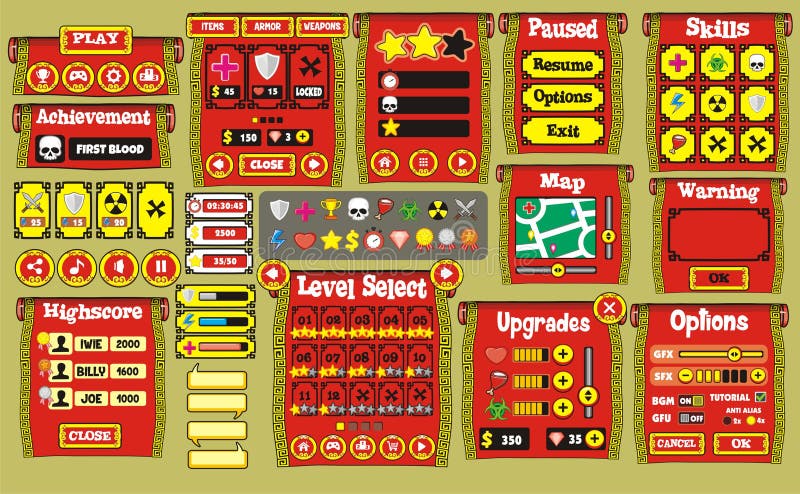 Game user interface x5 stock vector. Illustration of computer - 109523256