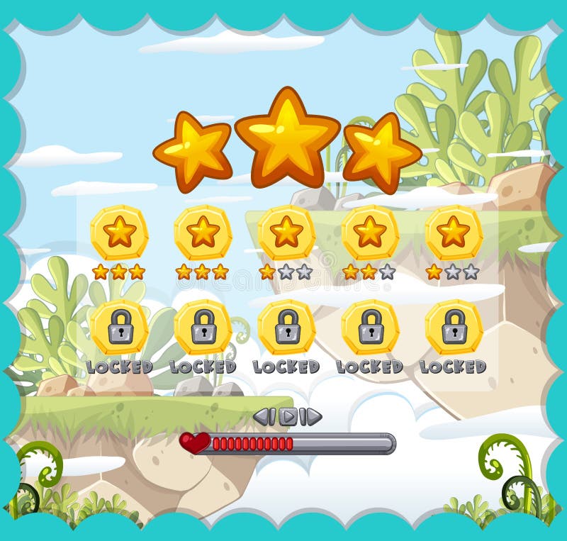 Game User Interface with Three Stars Stock Vector - Illustration of ...