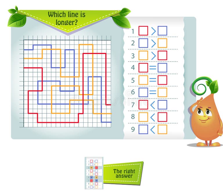 Game which line is longer stock illustration. Illustration of ...