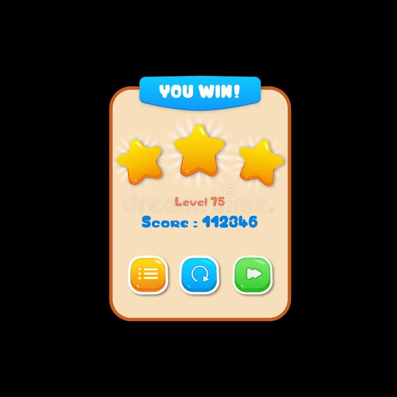 Game Win Ui Elements Design Stock Illustration - Illustration of game ...