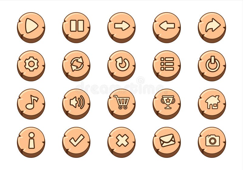 Game Wood Button Icon Element Set Stock Vector - Illustration of board ...