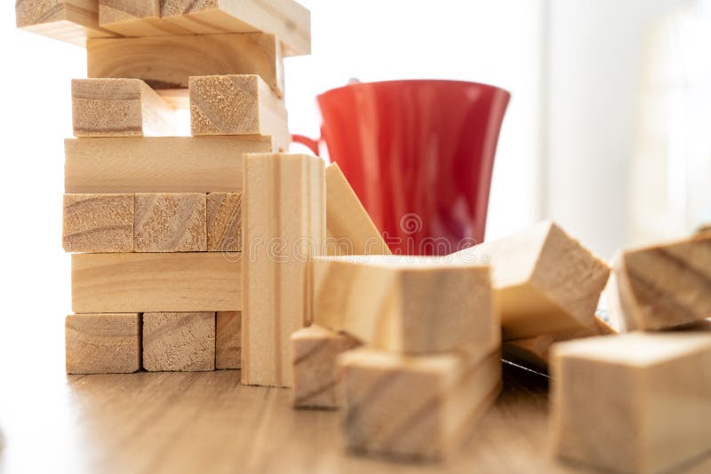 Game with Wooden Blocks Where You See the Falling of the Pieces. Board ...