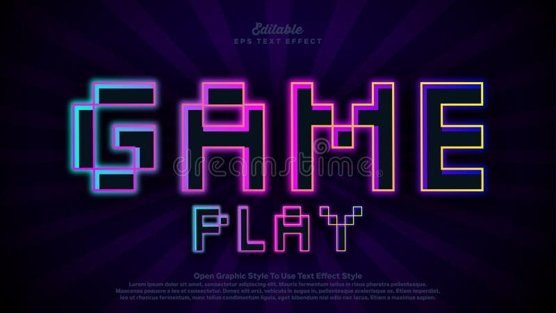 Game Word Neon Light Editable Text Effect Template Stock Vector ...