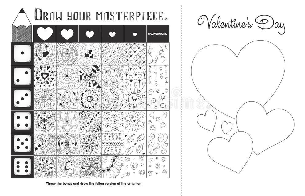Game Zentangle Elements Valentine Black Stock Illustration ...