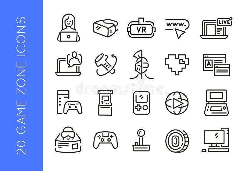 Game Zone Icons Set stock vector. Illustration of vector - 362070404