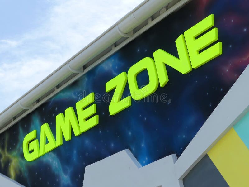 Game Zone Sign. a Sign on the Building for Leisure and Games. a Place ...