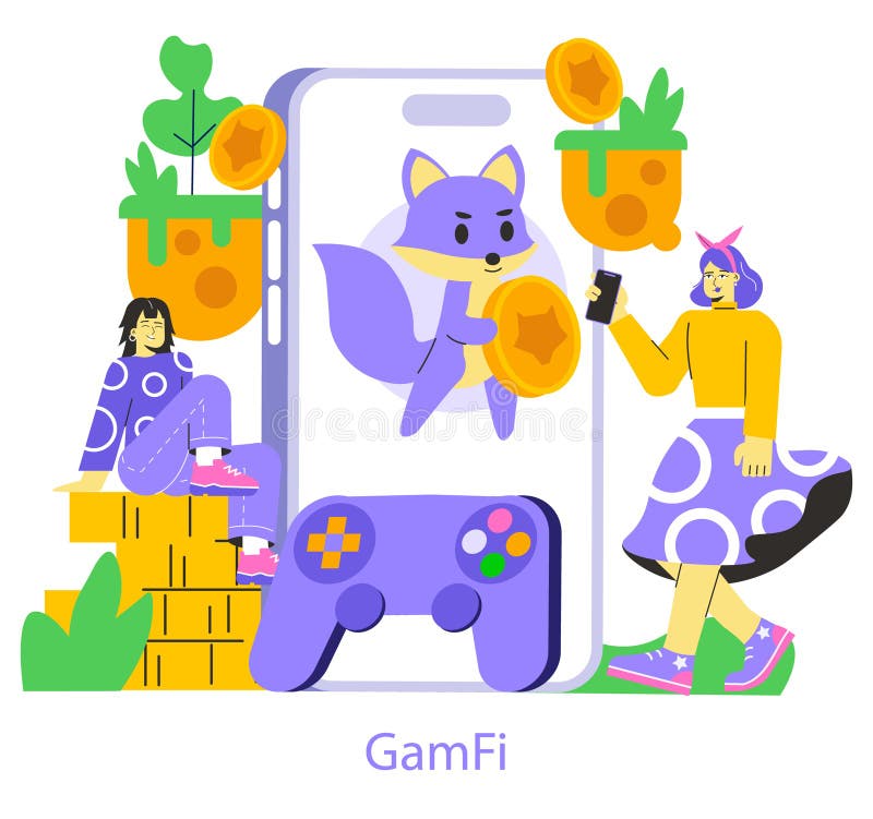 GameFi. Flat Vector Illustration Stock Illustration - Illustration of ...