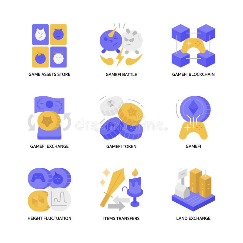 GameFi Icons Set stock vector. Illustration of play - 249996322