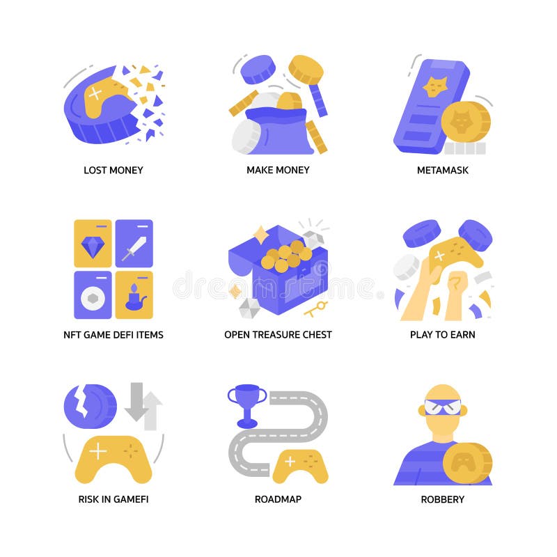 GameFi Icons Set stock vector. Illustration of fungible - 249996324