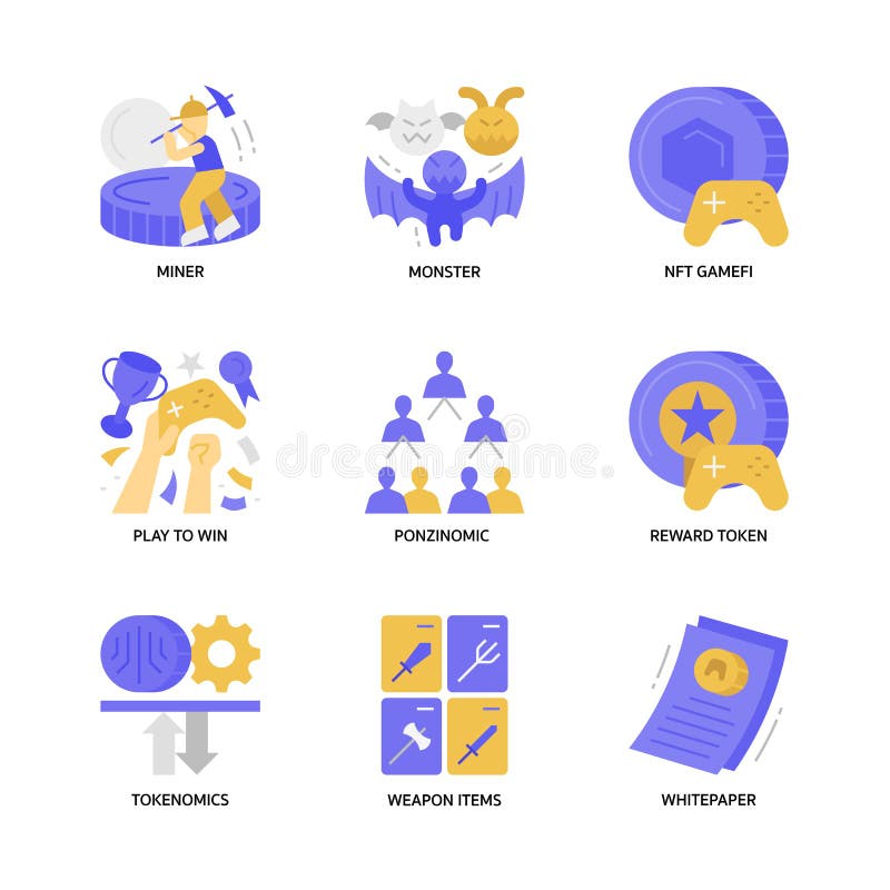 GameFi Icons Set stock vector. Illustration of fungible - 249996327