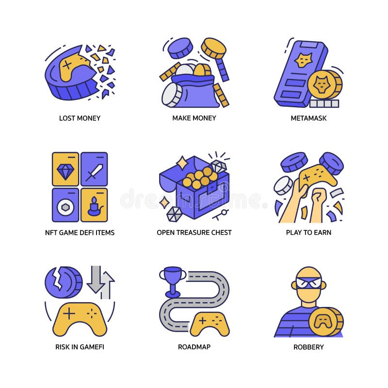 GameFi Icons Set stock vector. Illustration of fungible - 249996336